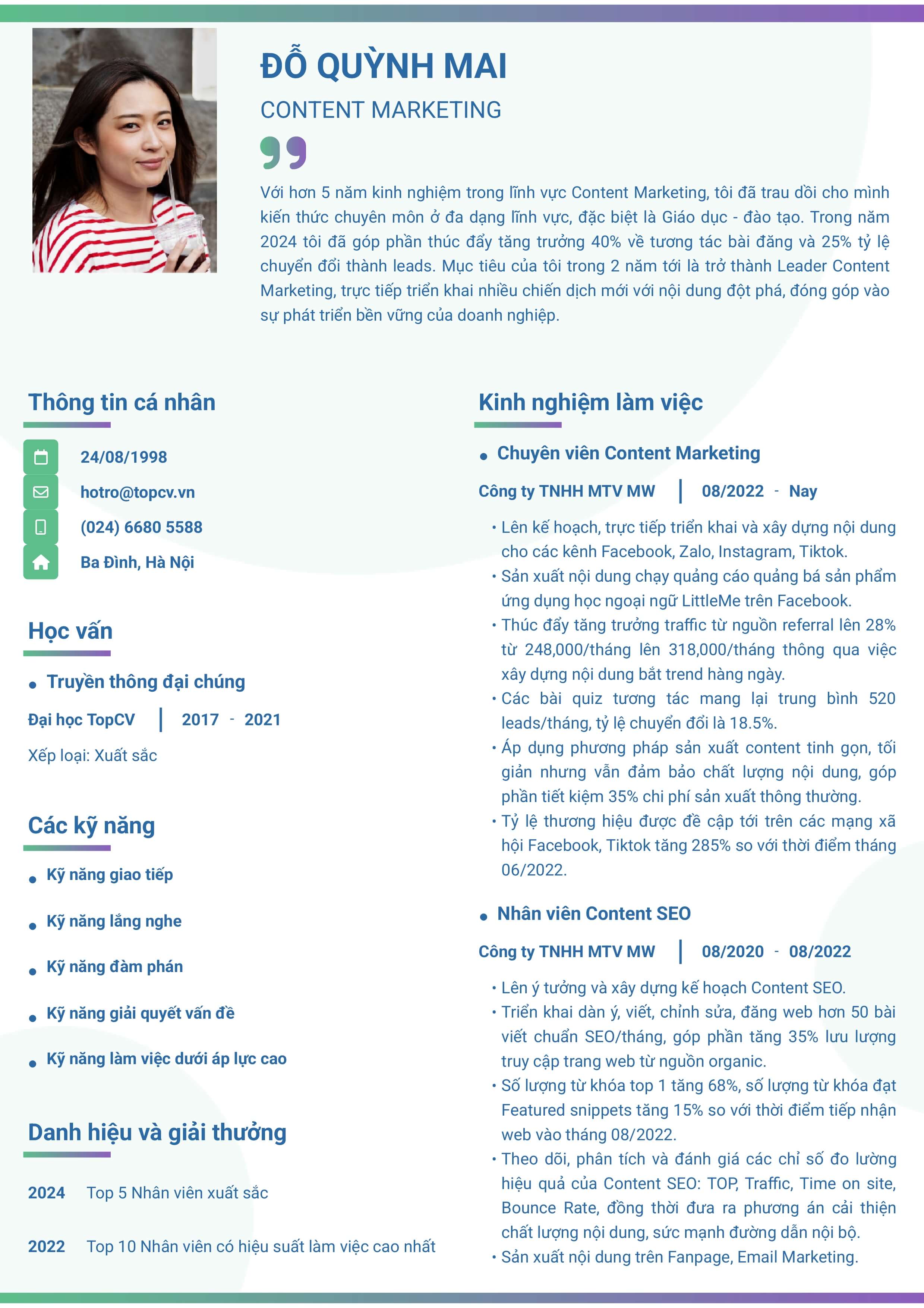 TOP 29 mẫu CV Chuyên viên Marketing 2025 - Tiếng Việt