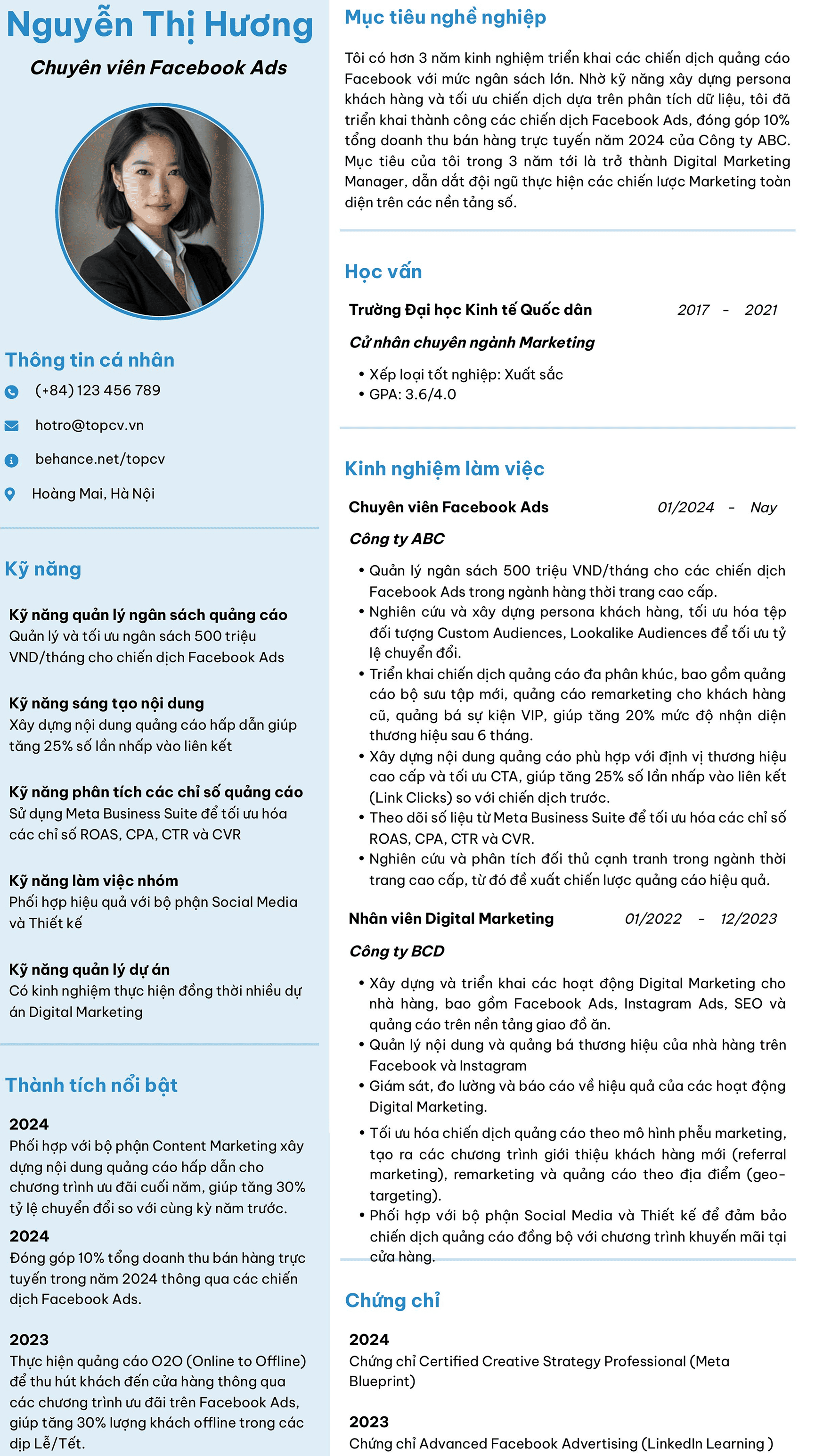 Hướng dẫn cách viết CV Facebook Ads chi tiết