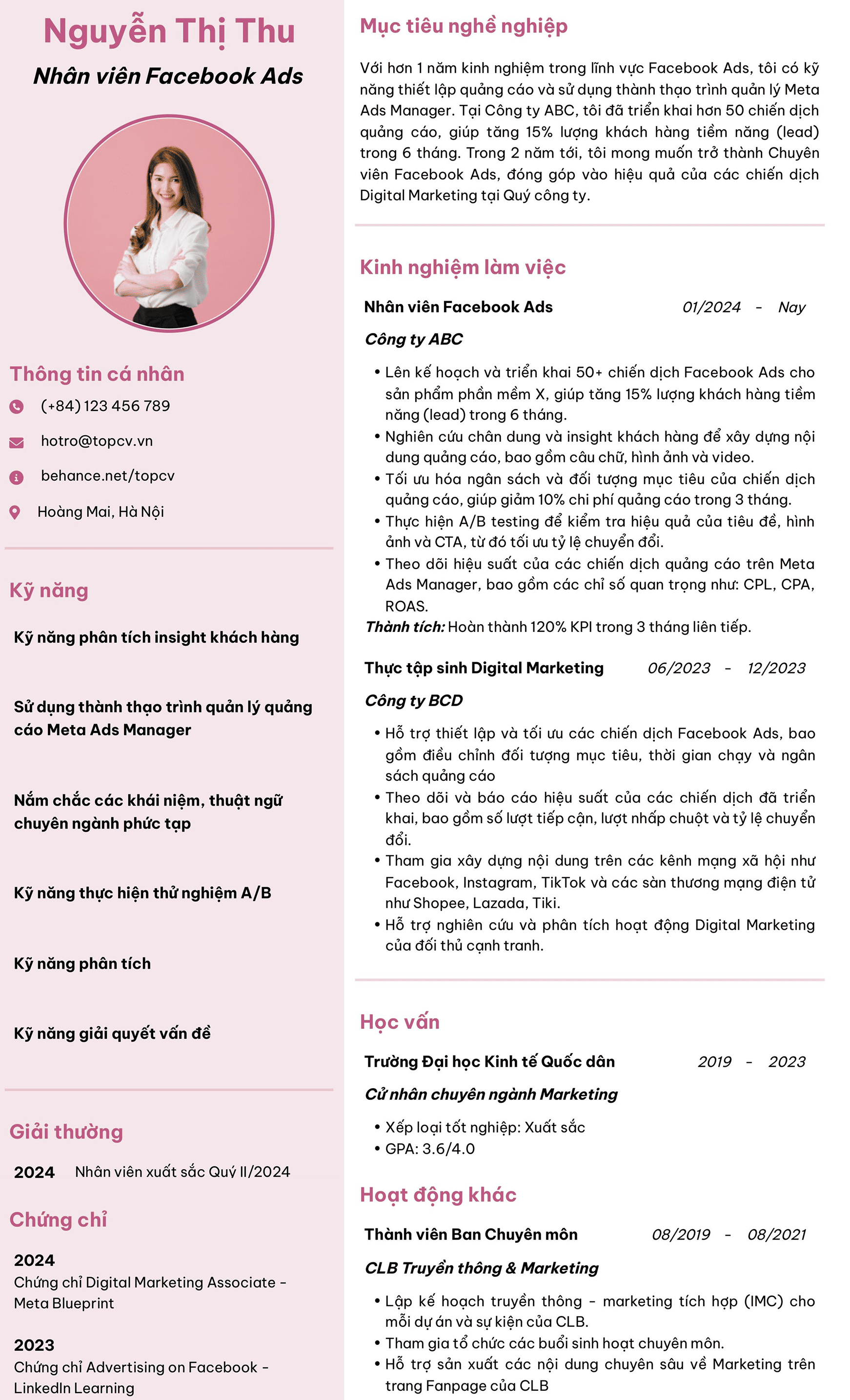 Hướng dẫn cách viết CV Facebook Ads chi tiết