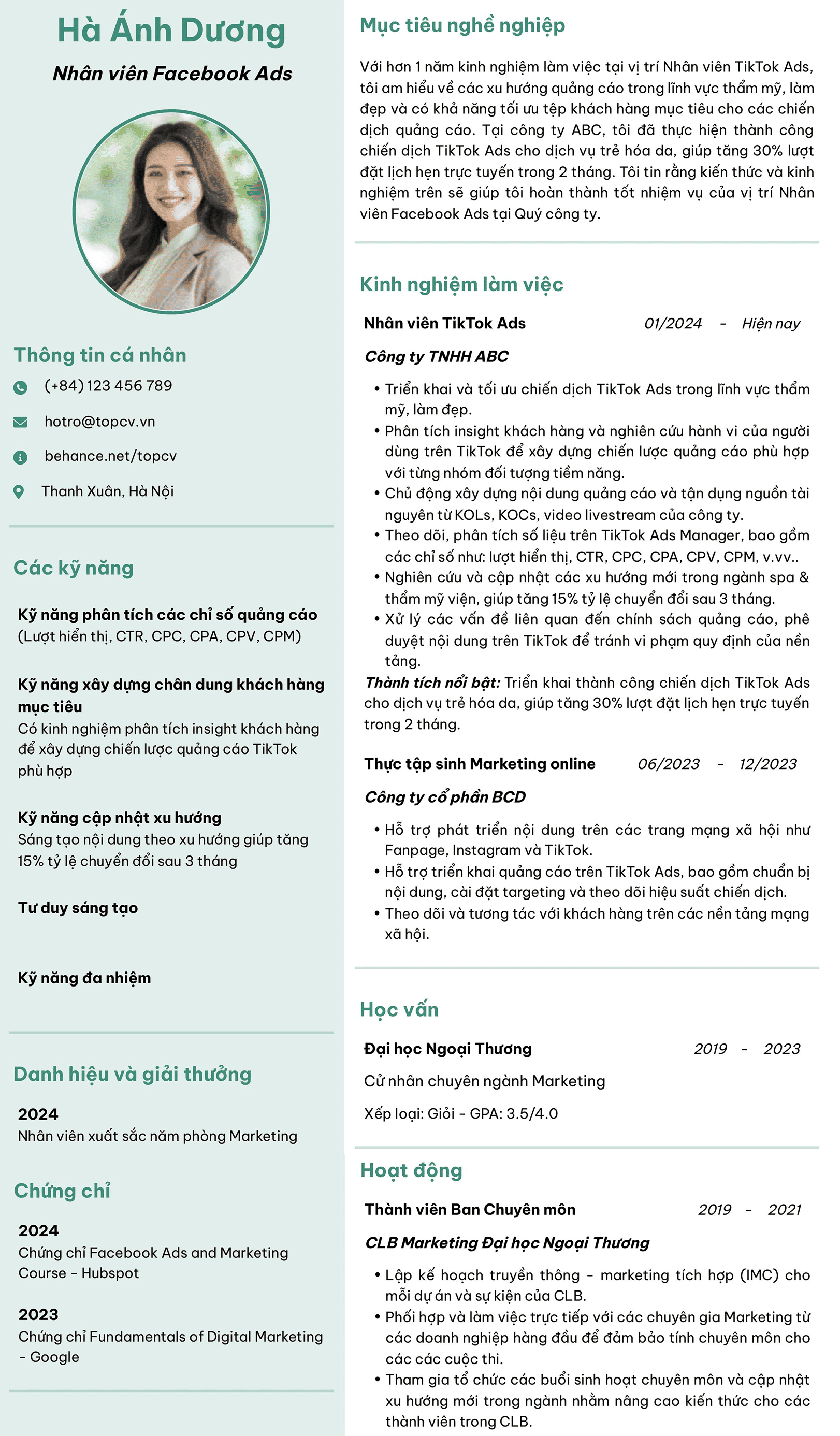 Hướng dẫn cách viết CV Facebook Ads chi tiết