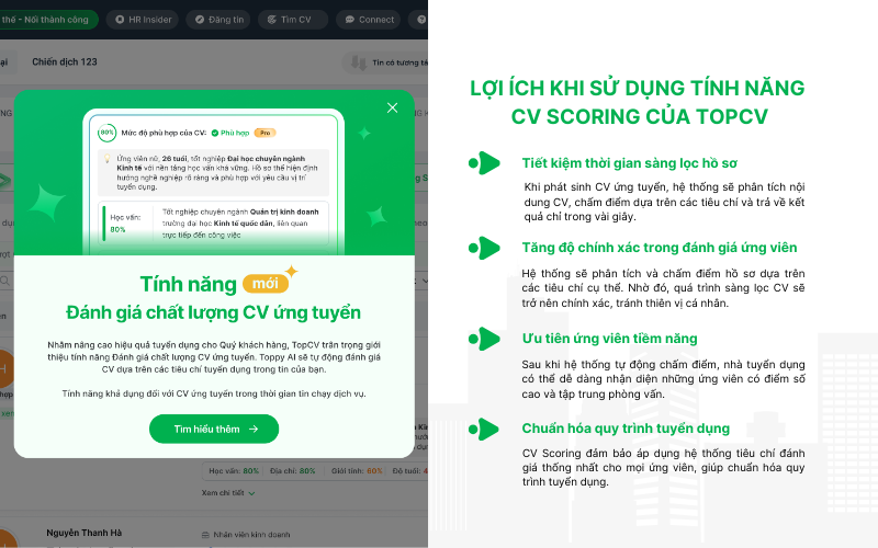 Tính năng CV Scoring - Chấm điểm & Sàng lọc ứng viên hiệu quả