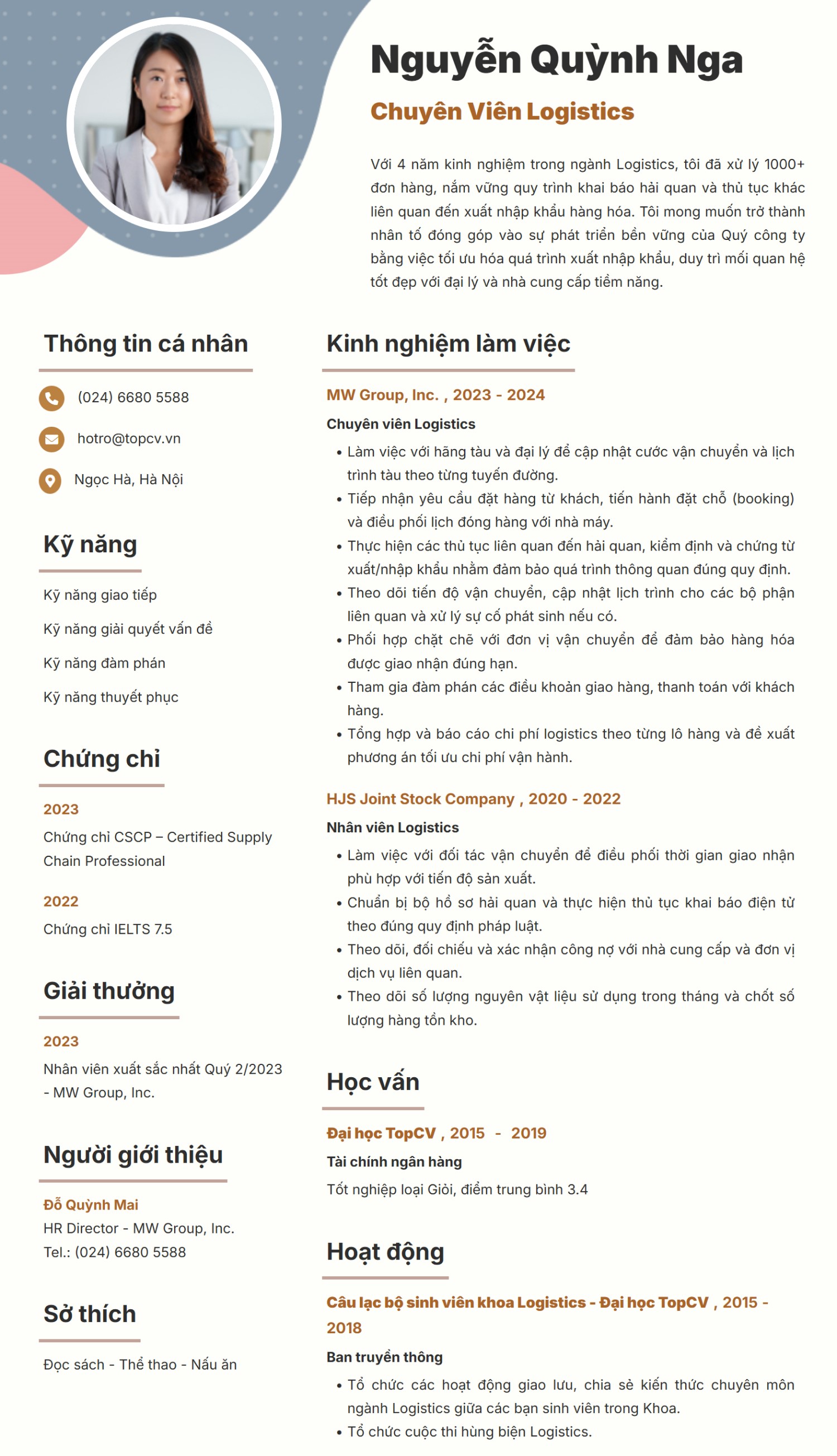 TOP 36 mẫu CV Chuyên viên Logistics 2026 - Tiếng Việt