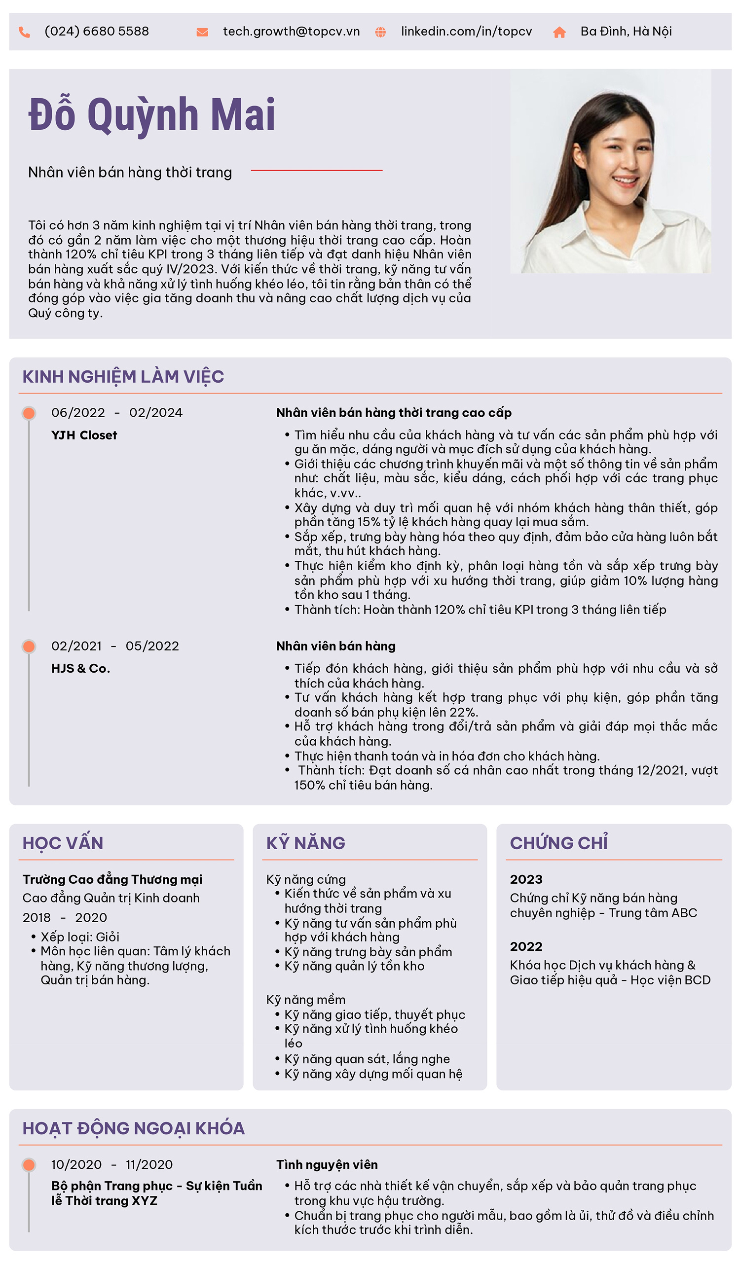 TOP 30 mẫu CV Nhân viên bán hàng 2025 - Tiếng Việt