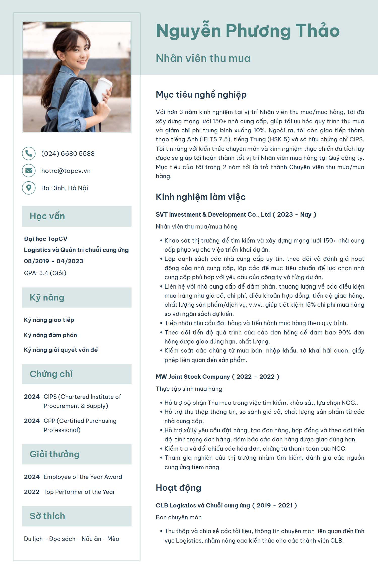 TOP 36 mẫu CV Nhân viên thu mua/mua hàng 2026 - Tiếng Việt