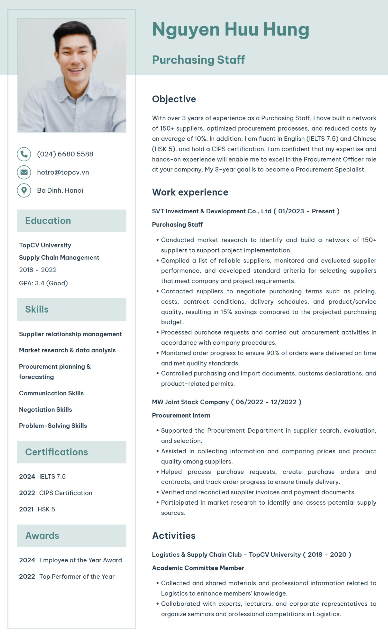 TOP 36 mẫu CV Nhân viên thu mua/mua hàng 2026 - Tiếng Việt