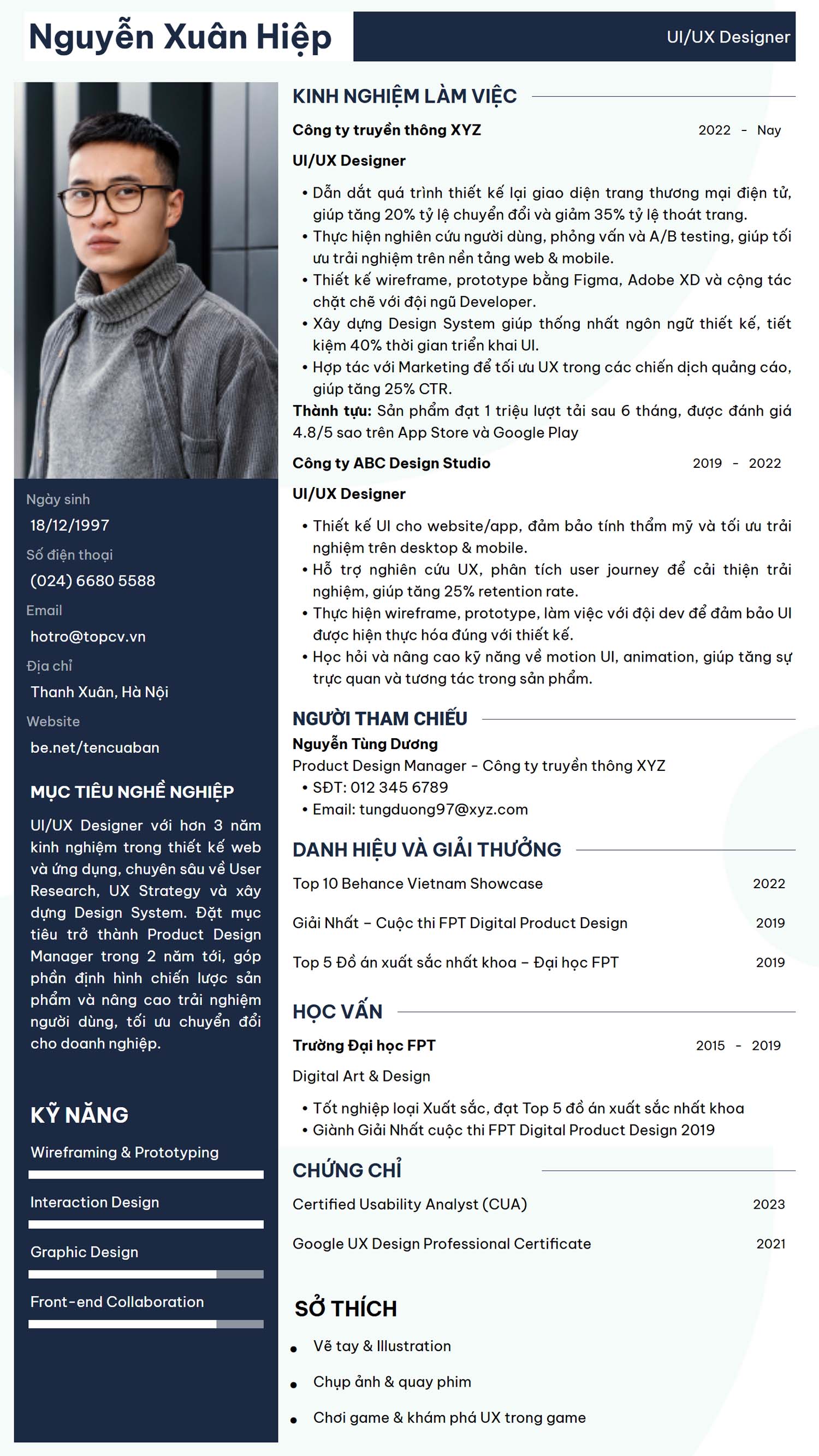 TOP 34 mẫu CV UI/UX Design 2025 - Tiếng Việt