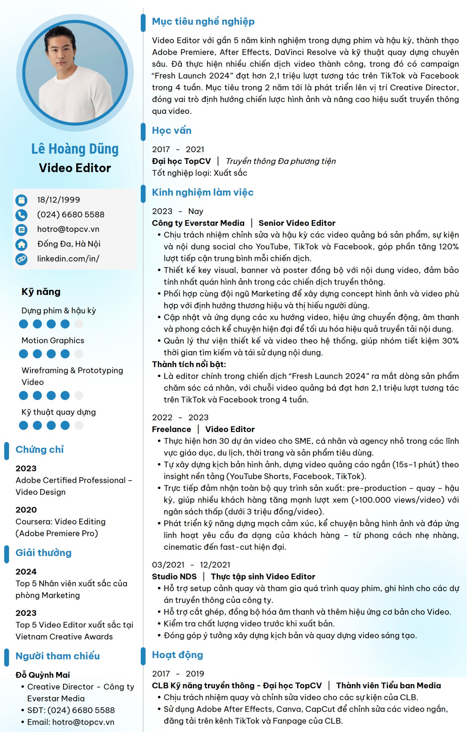 TOP 37 mẫu CV Video Editor 2026 - Tiếng Việt