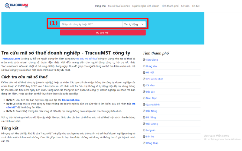 Hướng dẫn tra cứu thông tin người nộp thuế chi tiết