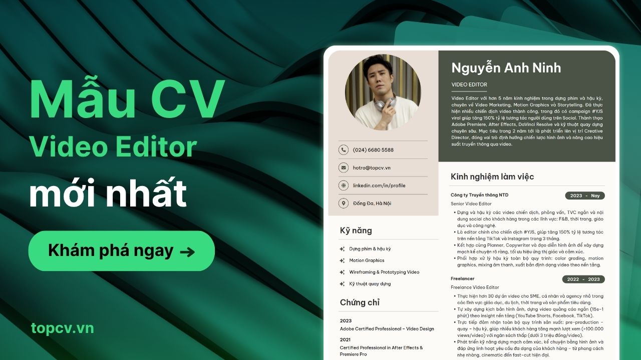 TOP 37 mẫu CV Video Editor 2026 - Tiếng Việt