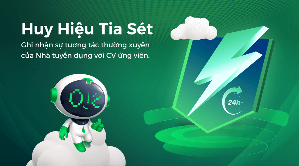 Huy hiệu Tia sét - Ghi nhận việc làm được Nhà tuyển dụng tương tác tích cực