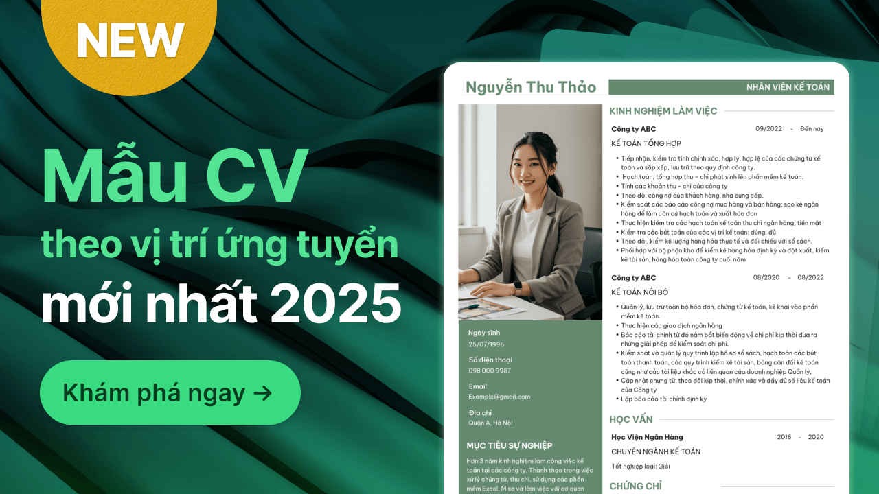Danh sách mẫu CV theo vị trí ứng tuyển - Tạo CV ngay, chốt job liền tay ...