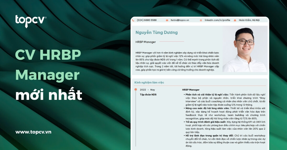 TOP 34 mẫu CV HRBP Manager 2025 - Tiếng Việt