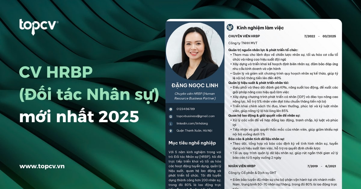 TOP 33 mẫu CV HRBP 2025 - Tiếng Việt