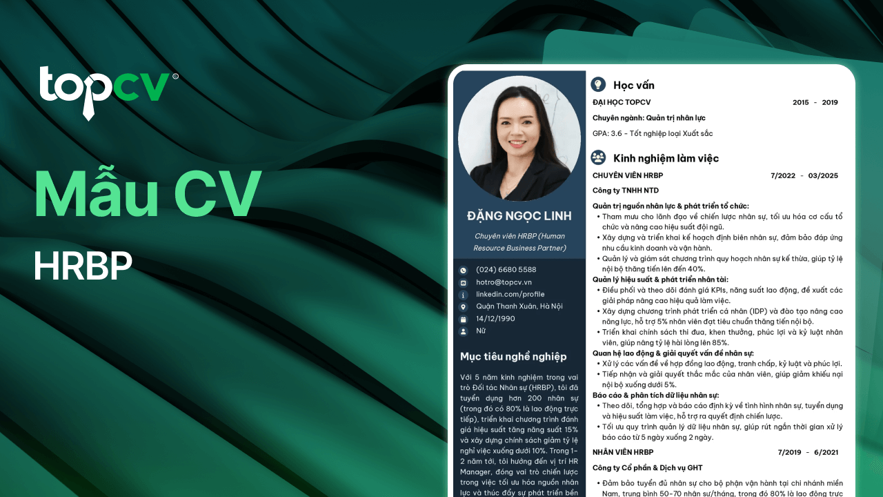 TOP 35 mẫu CV HRBP 2025 - Tiếng Việt