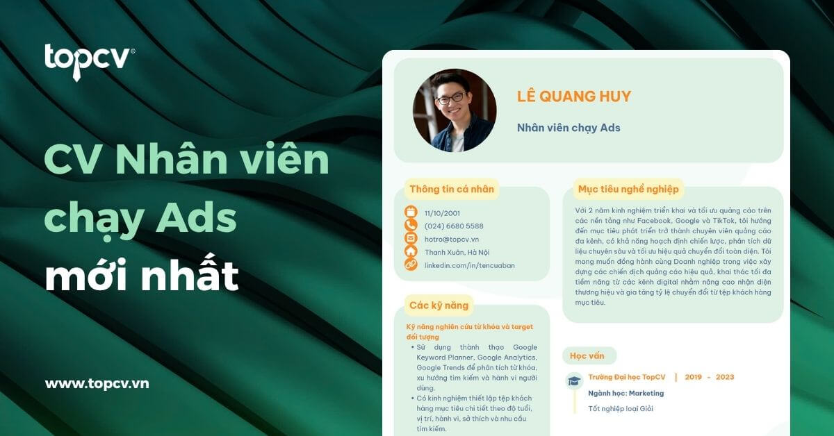 TOP 37 mẫu CV Nhân viên chạy Ads 2026 - Tiếng Việt
